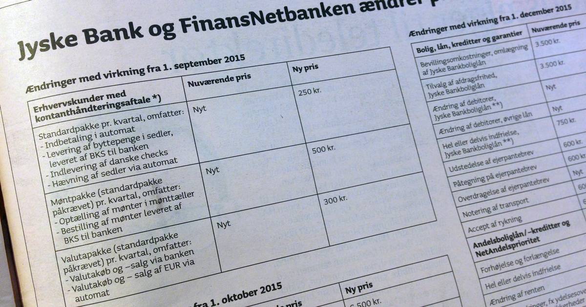 Jyske Bank opfinder stribe af nye gebyrer - Finans